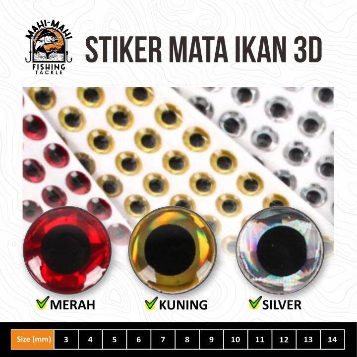 Stiker Mata Ikan 3d Umpan Pancing Boneka Lure Metal Jig Minnow Sticker ...