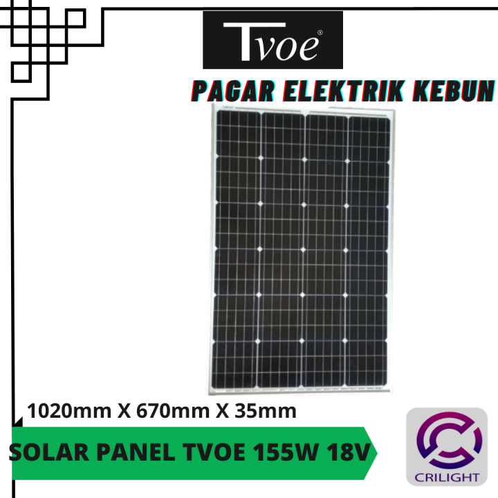 Crilight TVOE SOLAR PANEL 18V 155W (1pcs) Untuk tenaga solar kegunaan ...