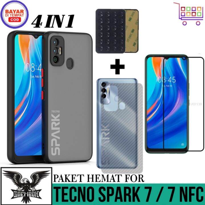 PROMO 4IN1 CASE TECNO SPARK 7 / 7 NFC SOFT CASE AERO DOVE FREE TEMPERED ...