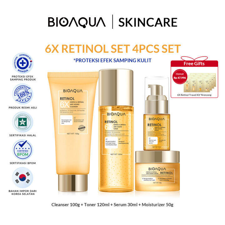 BIOAQUA 6X Gentle-A Retinol Anti Aging Paket Skincare Set Retinol Cream ...