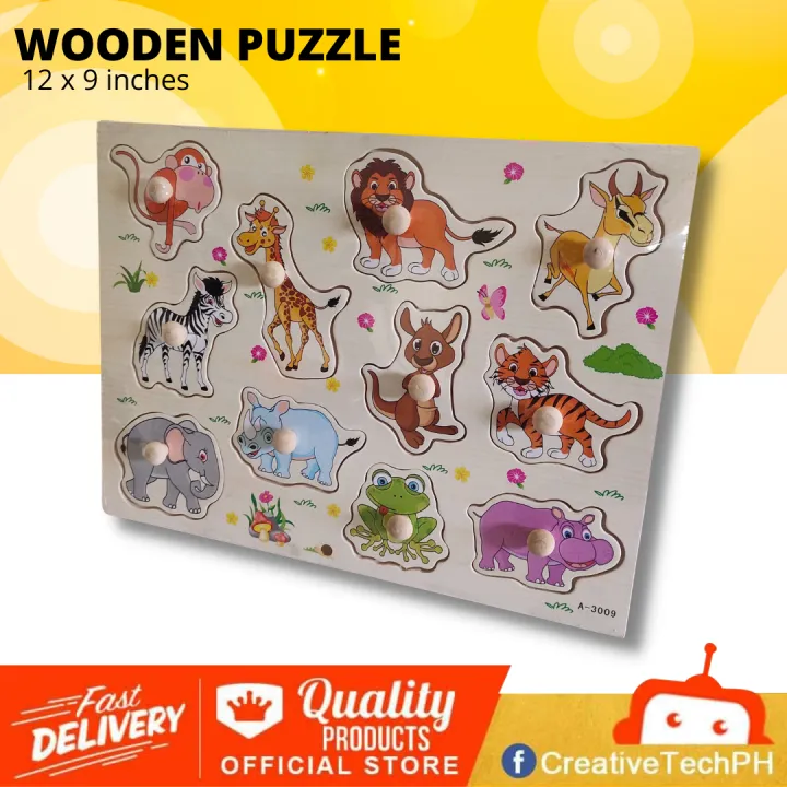Animals Wooden Puzzle Insert Puzzle Board for Toddlers Children Kids ...