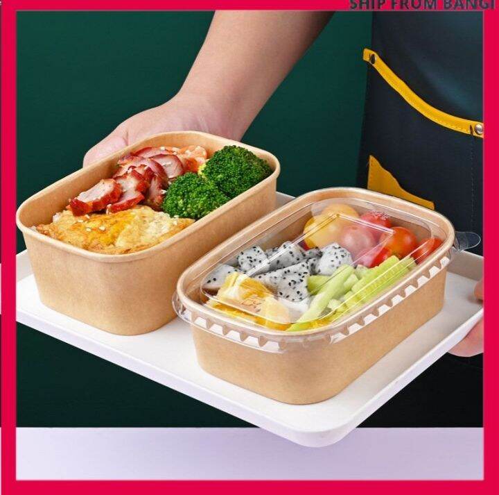 Disposable Lunch Box Kraft Paper Fast Food Box light food salad fruit ...