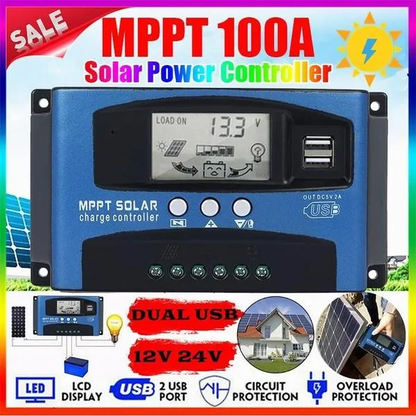 Solar Charge Controlle MPPT PWM 10A 20A 30A 40A 50A 60A 80A 100A LCD Display Street Light ...