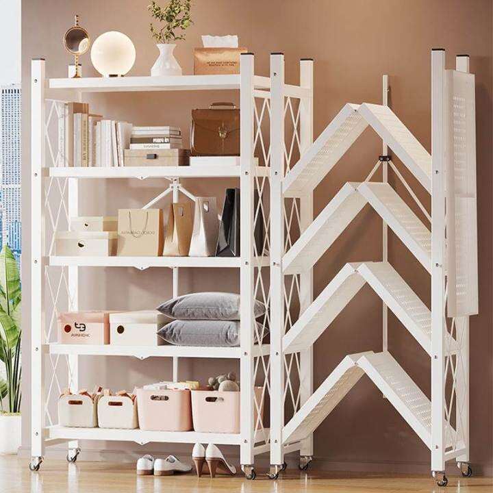 Folding kitchen rack/3 / 4 / 5 foldable storage rack with wheels for ...