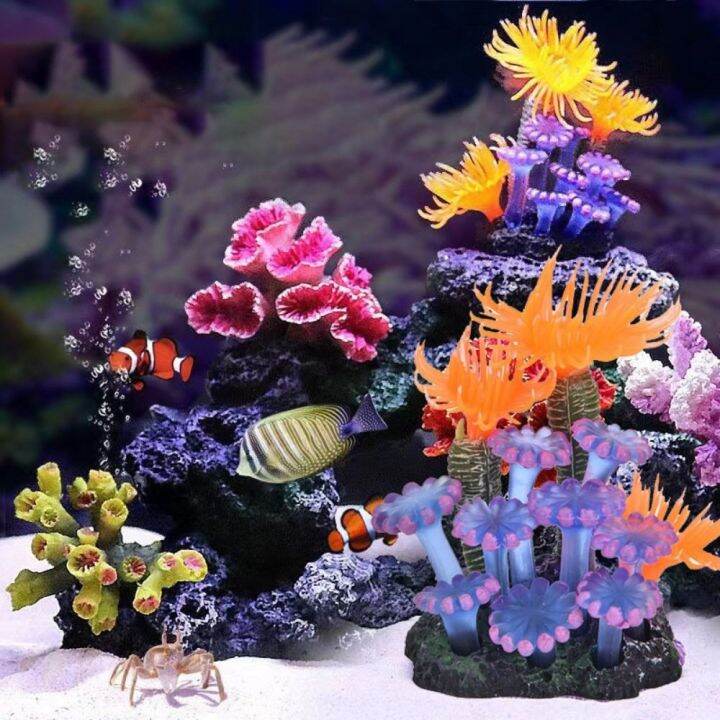 JNFGTV Lifelike Beautiful Soft Resin Silicone Colorful Coral Reef Stone ...