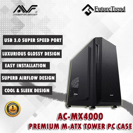 AVF AC-MX4000 PREMIUM M-ATX TOWER PC CASE With LUXURIOUS GLOSSY DESIGN ...