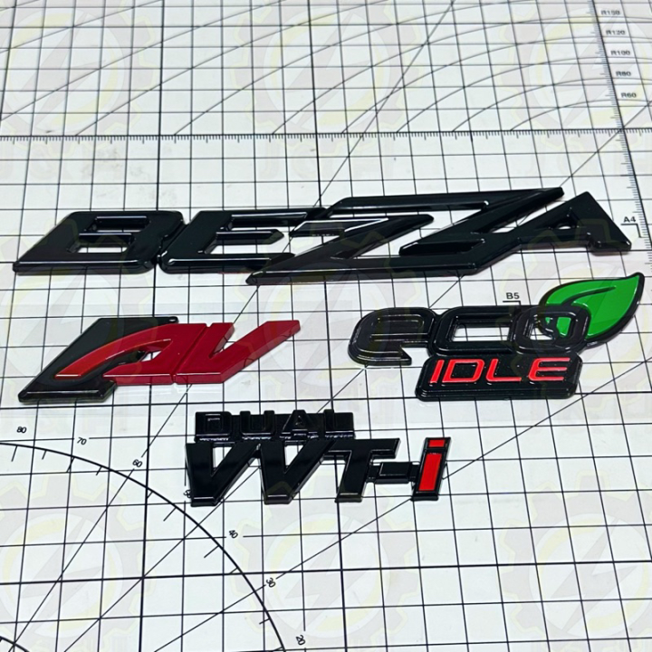 🌟SET FOR 4 ITEM🌟 GLOSSY BLACK PERODUA BEZZA 2020 WORDING LOGO / BADGE ...