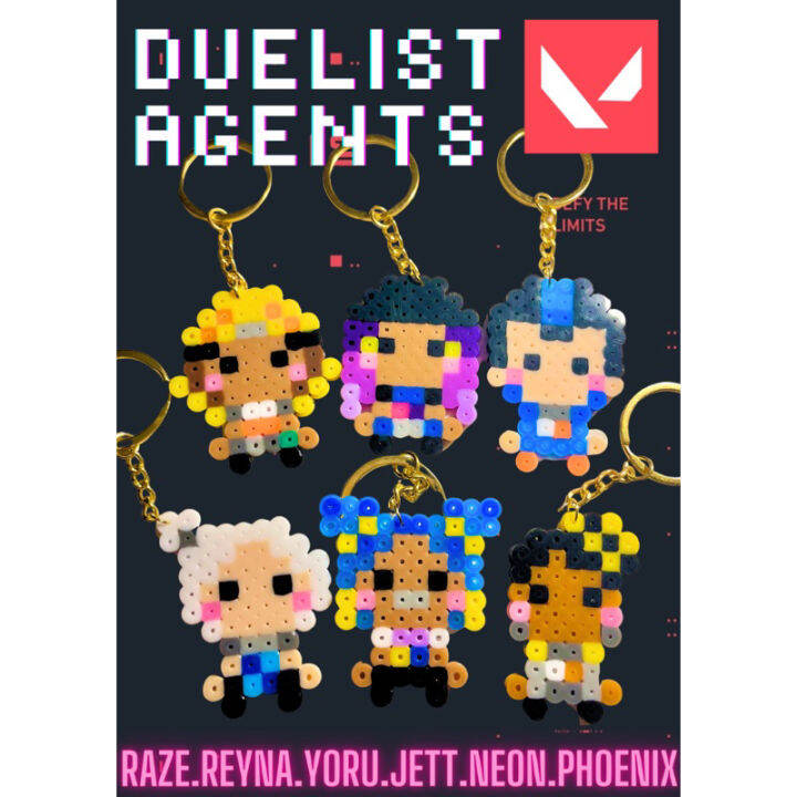 ♛Valorant Inspired Pixel Keychains Perler Handmade beads Reyna Phoenix ...