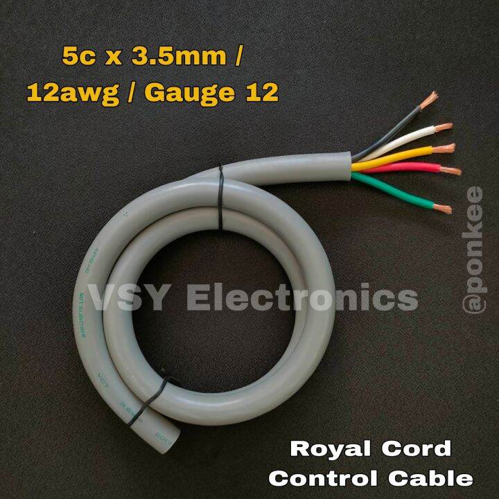 5c x 3.5mm 12awg Gauge 12 600v Royal Cord Control Cable Made in Japan ...