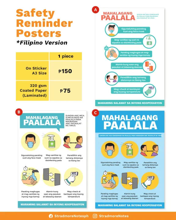 Covid Safety Reminder Posters Filipino | Lazada PH