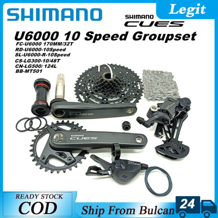 SHIMANO CUES U6000 10S MTB Bicycle FC-U6000 170mm 32T BB-MT501 And CN-LG500 124L CS-LG300 11-48T ...