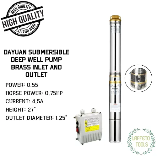 DAYUAN 0.75HP 0.55kW Submersible Deep Well Pump with Control Box ...