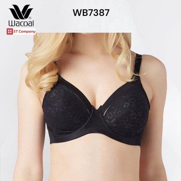 Wacoal Bra WB7395 สีดำ (Black) บราเต็มทรง มีโครง ไม่เสริมฟองน้ำ เก็บทรงได้ดี ตะขอ 3 แถว คัพใหญ่ ...