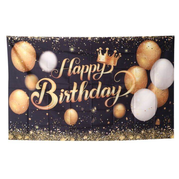 Happy Birthday Banner Decorations Large Birthday Black Gold Sign Poster