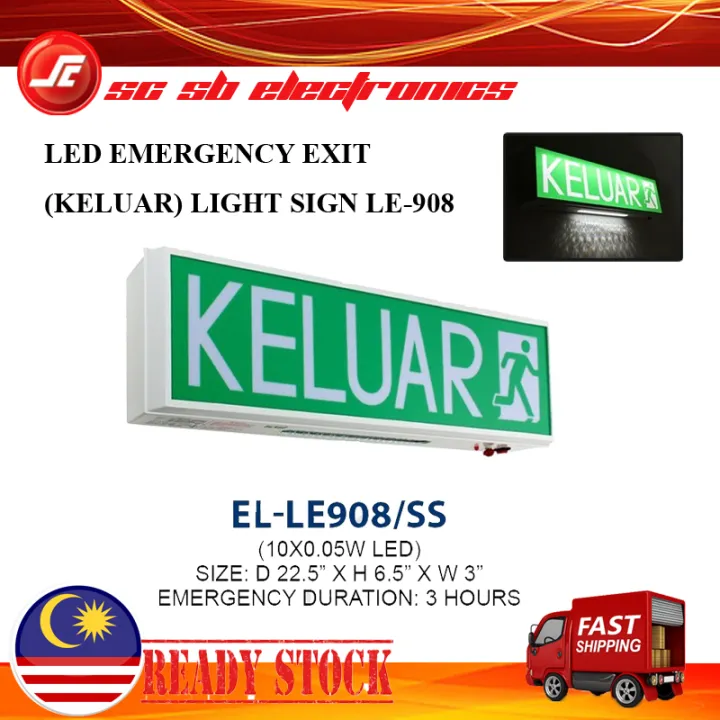 LED EMERGENCY EXIT(KELUAR) LIGHT SIGN LE-908 | Lazada