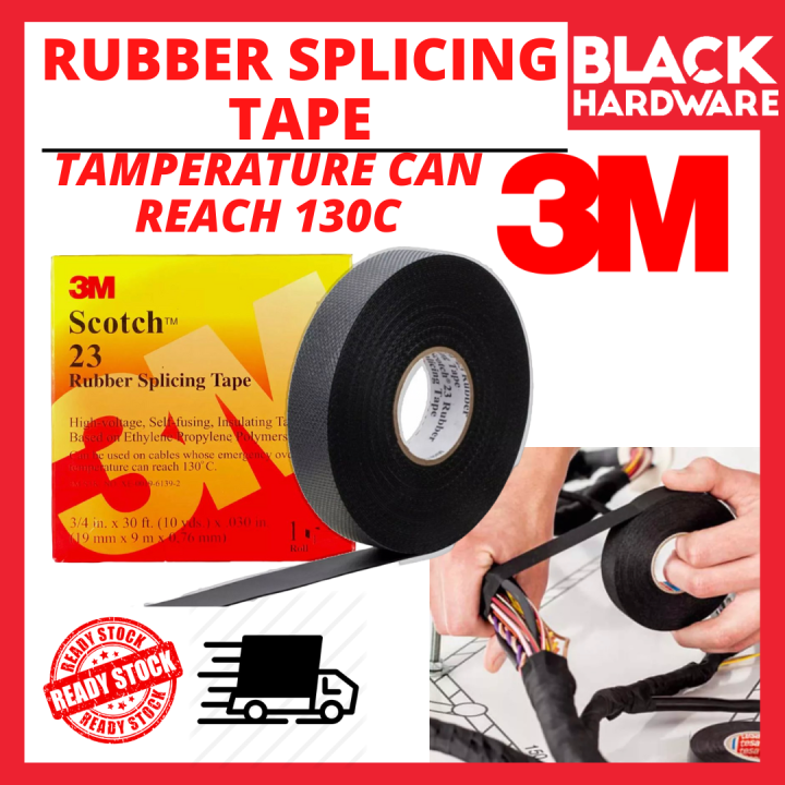 BLACK HARDWARE 3M Rubber Splicing Tape 23 Black 19mm 9.5m Highly Wrap ...