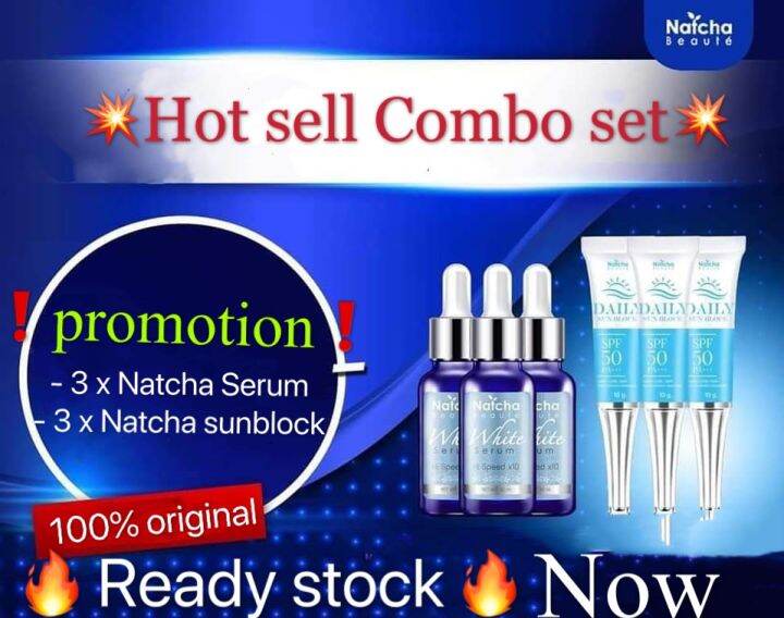 Natcha white serum + Natcha daily sunblock🔥3set hot sell combo set 100% original thailand💥Ready ...