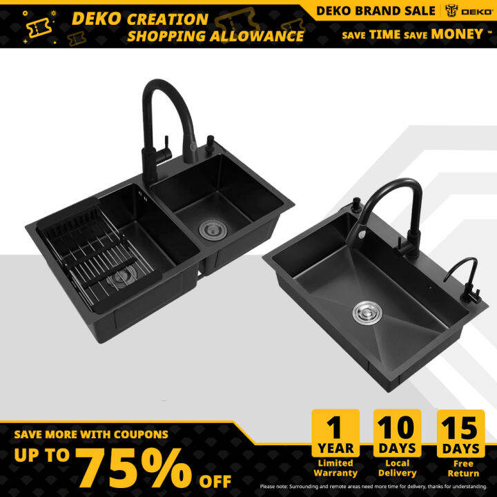 Genuine Kitchen Sink Stainless Steel Black Sink 3mm Thick Nano ...