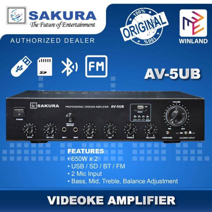 SAKURA ORIGINAL Professional Videoke Amplifier 650W x 2 / USB SD BT FM / AV-5UB *WINLAND ...