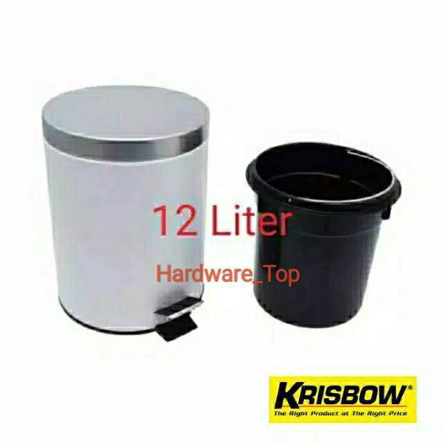Pedal Bin Tempat Sampah Stainless Krisbow 12 Liter Putih 25x25x40cm Ace Hardware | Lazada Indonesia