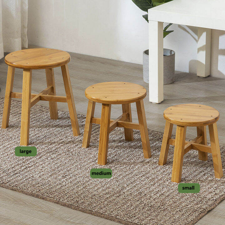 LHK Solid Wooden Stool For Adult And Children Mini Solid Wooden Chair Small/Medium/Large Sturdy ...