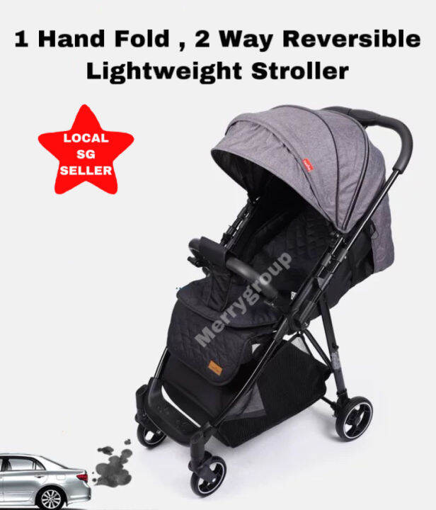 Upgraded 2 Way Reversible One Hand Fold Lightweight Baby Stroller ...