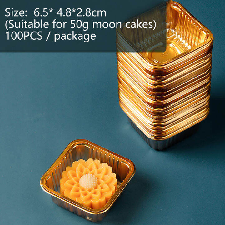 Joldhans 100pcs Square Moon Cake Trays Mooncake Packaging Box With ...