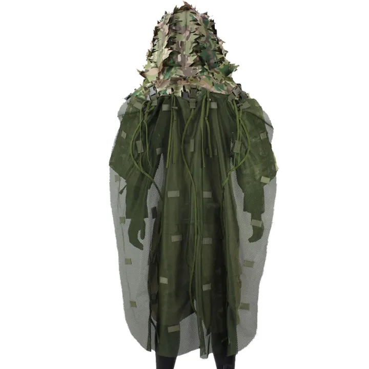 Laser-cut Leafy Sniper Hood With Breathable Ghillie Cape, Tactical ...