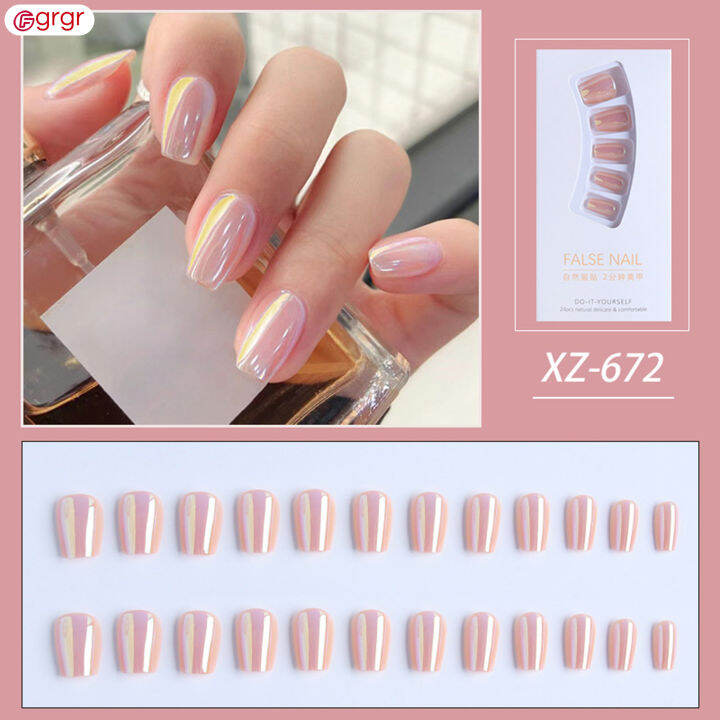 Fgrgr Mirror Aurora Mid-length False Manicure Easy to Apply Simple to ...