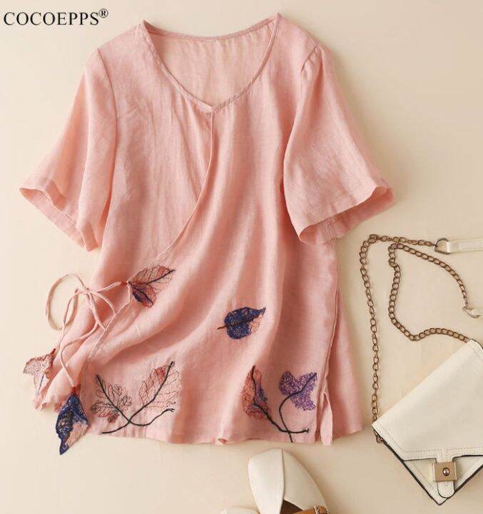 HAQI COCOEPPS 2023 ฤดูร้อนใหม่ย้อนยุควรรณกรรมสไตล์เย็บปักถักร้อยผ้าฝ้ายSndผ้าลินินเสื้อลูกไม้ใน ...