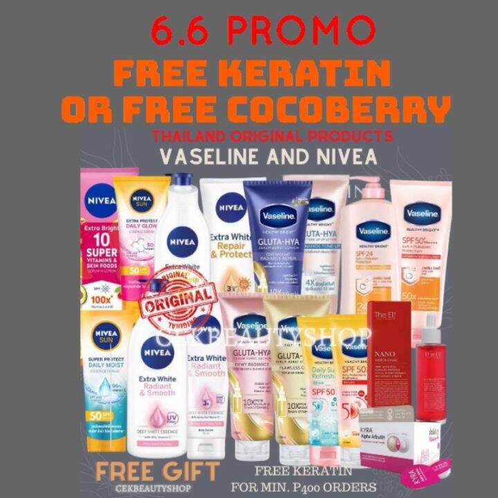 NIVEA VASELINE HEALTHY BRIGHT GLUTA HYA SERUM BURST UV LOTION- FLAWLESS ...