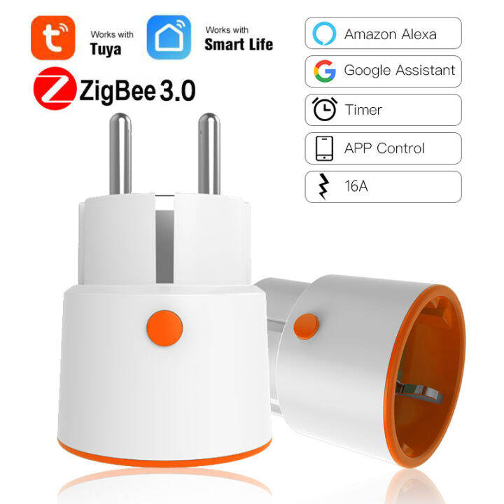 Tuya Smart Zigbee 3.0ปลั๊กไฟ16A EU Outlet 3680W เมตรรีโมทคอนลทำงานร่วมกับ Alexa Home และ Tuya ...