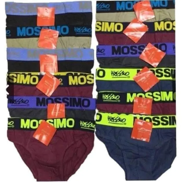 MOSSIMO BRIEF PLAIN ASSORTED COLOR COTTON ELASTIC DESIGN (S/M/L) (12PCS ...