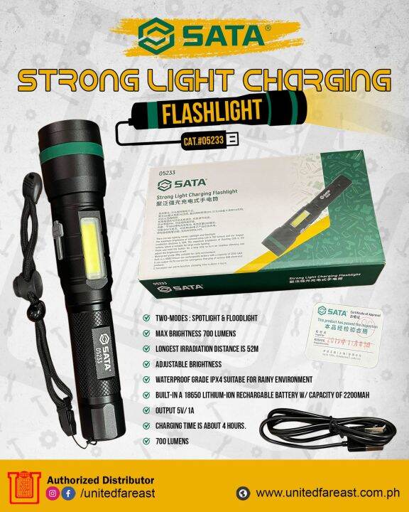 SATA CONCENTRATED & FLOOD RECHARGEABLE FLASHLIGHT | Lazada PH