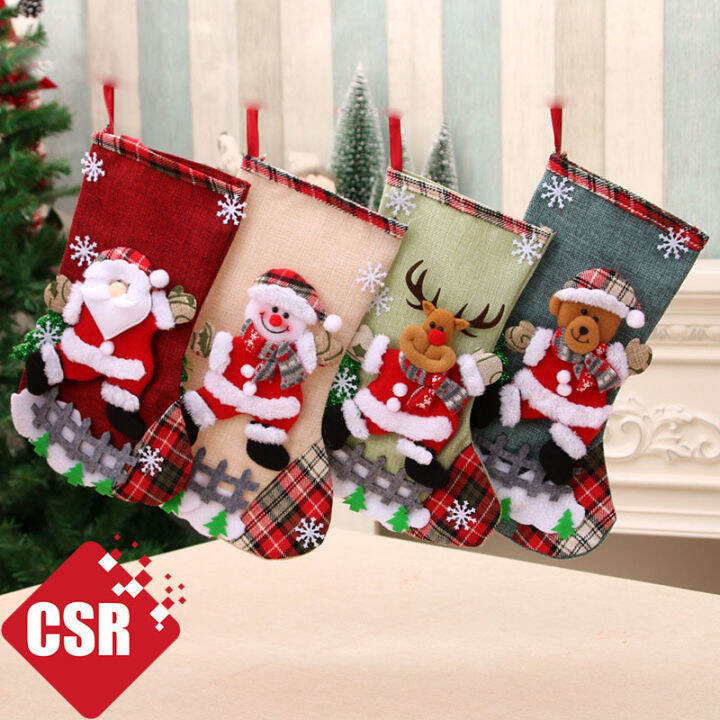 CSR Christmas Candy Bags Large Capacity Sock 3D Santa Snowman Elk ...