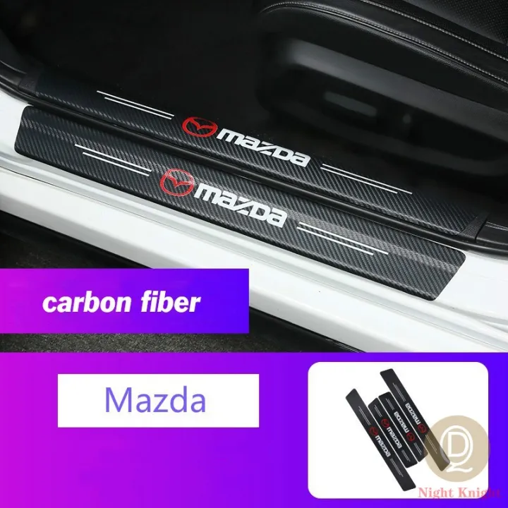 Night Knight Carbon Fiber leather Threshold Protection Sticker Car Door ...