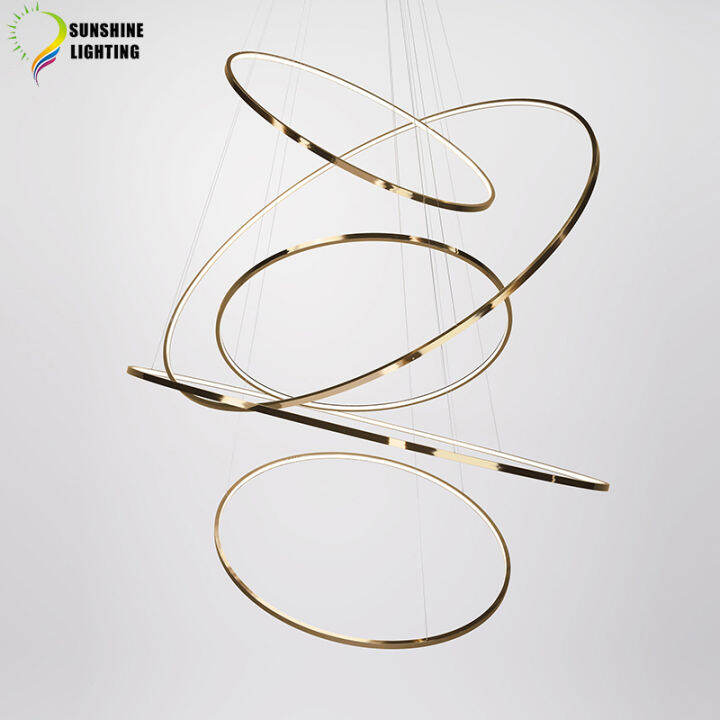 SUNSHINE Titanium Gold Chandelier 4000K Stainless Steel Silicone Ring ...