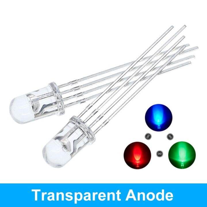 50PCS 5mm full-color LED RGB red/green/blue Common Cathode/Anode Four feet transparent highlight ...
