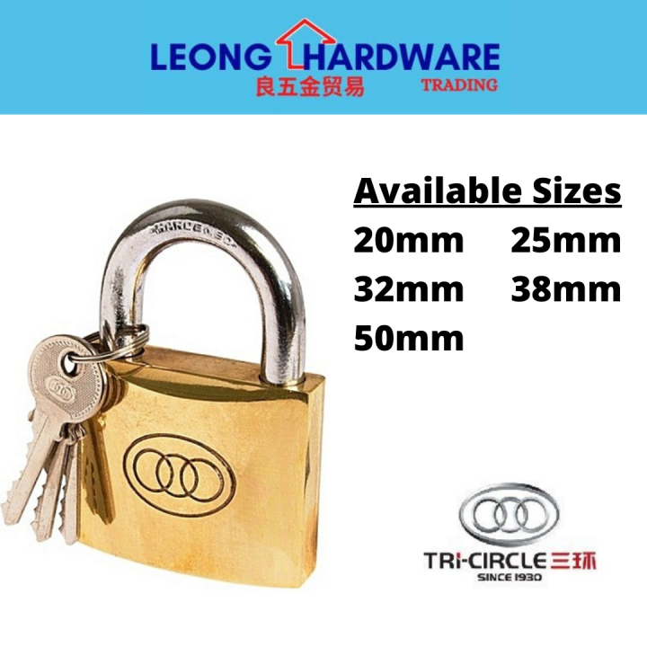 Tri-Circle Brass Pad Lock [20MM 25MM 32MM 38MM 50MM] Tri Circle Padlock ...