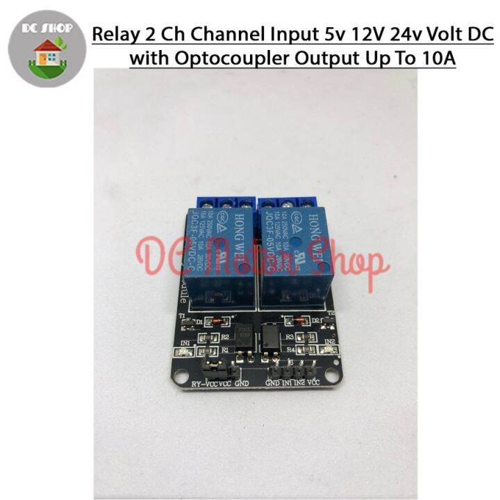 Relay 2 Ch Channel Input 12V Volt DC with Optocoupler Output Up To 10A ...