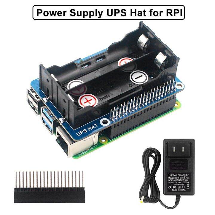 For Raspberry Pi UPS Power Supply Module GPIO Pin 5V Power Supply Stable Current Output Hat for ...