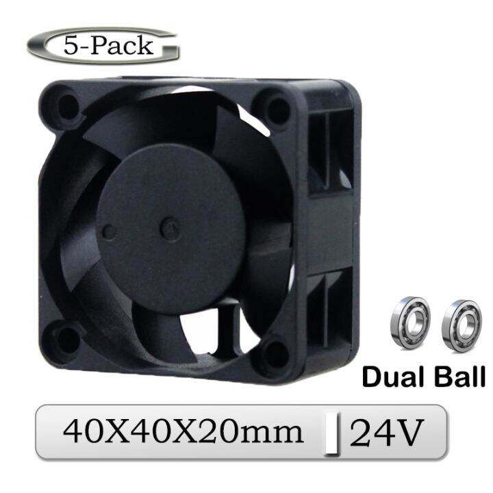 5ชิ้น Gdstime DC 24V 40X40x20mm 4Cm,ลูกคู่ Bea Brushless พัดลมทำความ ...