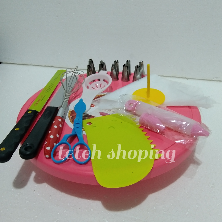 set 11 dekorasi kue tart paket komplit/alat penghias kue ulang tahun ...