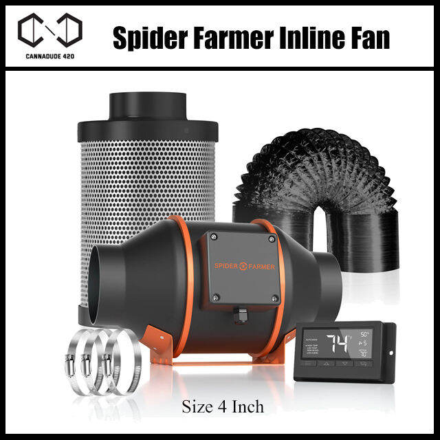 [ส่งฟรี] พัดลมดูดอากาศ Spider Farmer® 4 Inch 205CFM Inline Fan with ...