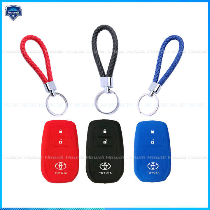 Silicone key cover for Toyota Hilux Revo Innova with Leather keychain ...
