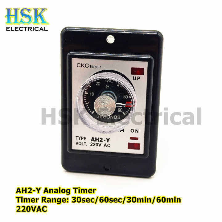 AH2-Y Analog Timer Relay 220VAC 30sec/60sec/30min/60min with socket ...