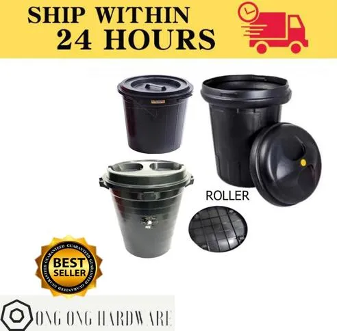 Tong Sampah Hitam /Dust Bin /Plastic Garbage Dustbin With Cover Baldi /Black Fibre Dustbin ...