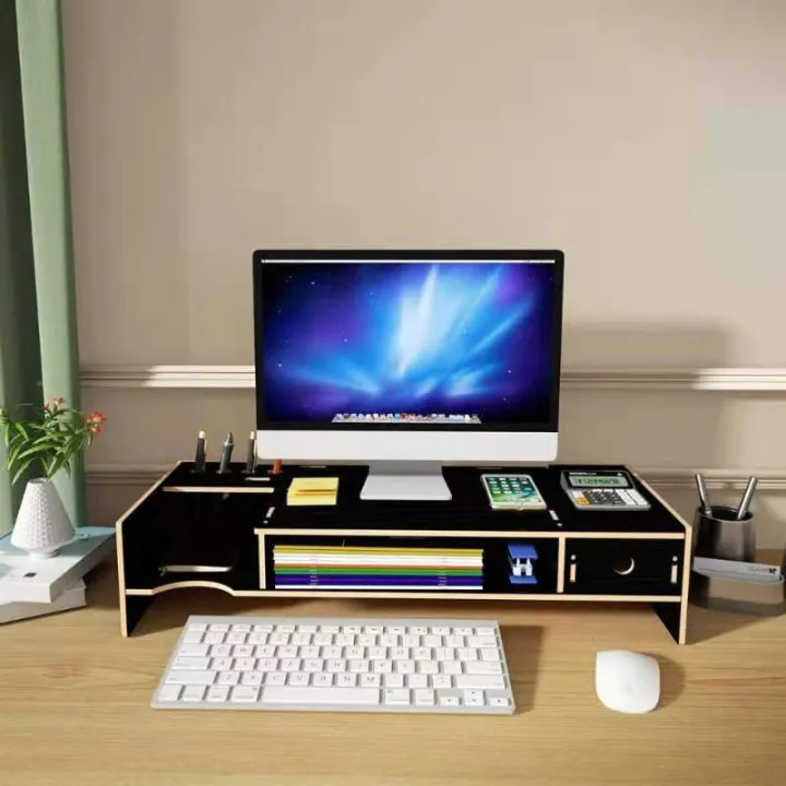 Computer monitor increase rack office desktop storage display drawer ...