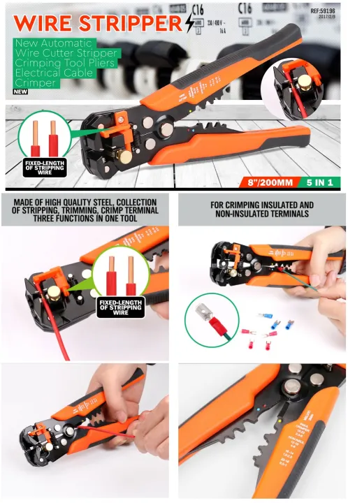 TwinMaster 8'' / 200mm Self-Adjusting Wire Stripper & Crimp Wire ...