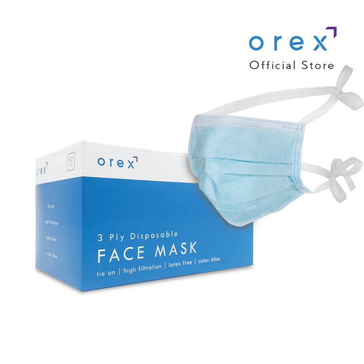 OREX 3 Ply Disposable Tie-On Face Mask - 1 box (50pcs) | Lazada PH